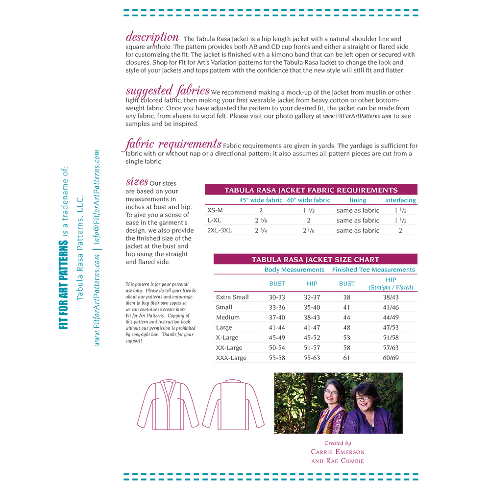 Tabula Rasa Jacket - Fit For Art Patterns